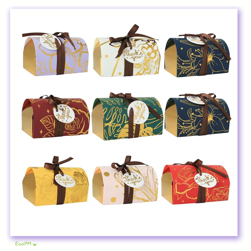 Golden Gratitude Floral Favor Boxes - Perfect for Wedding & Party Favors