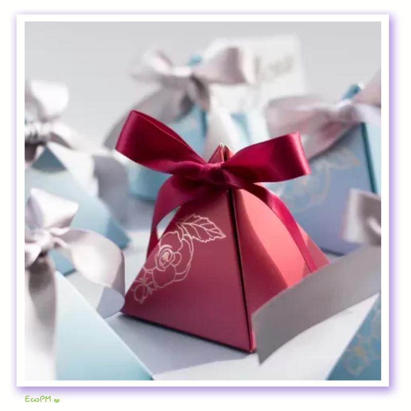 Pastel Pyramid Favor Boxes with Satin Ribbons | Delightful Gifts for Guests
