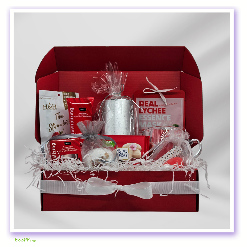 Crimson Elegance Wellness & Beauty Gift Box - Luxurious Self-Care and ...